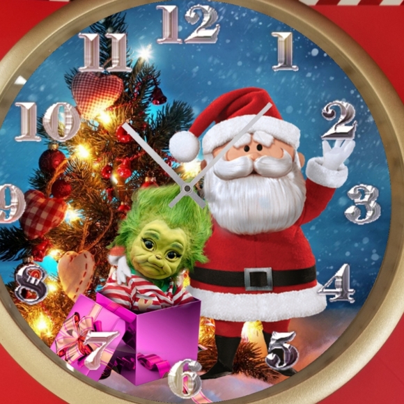 unknow | Wall Decor | Grinch And Santa Claus Led Lights Clock | Poshmark